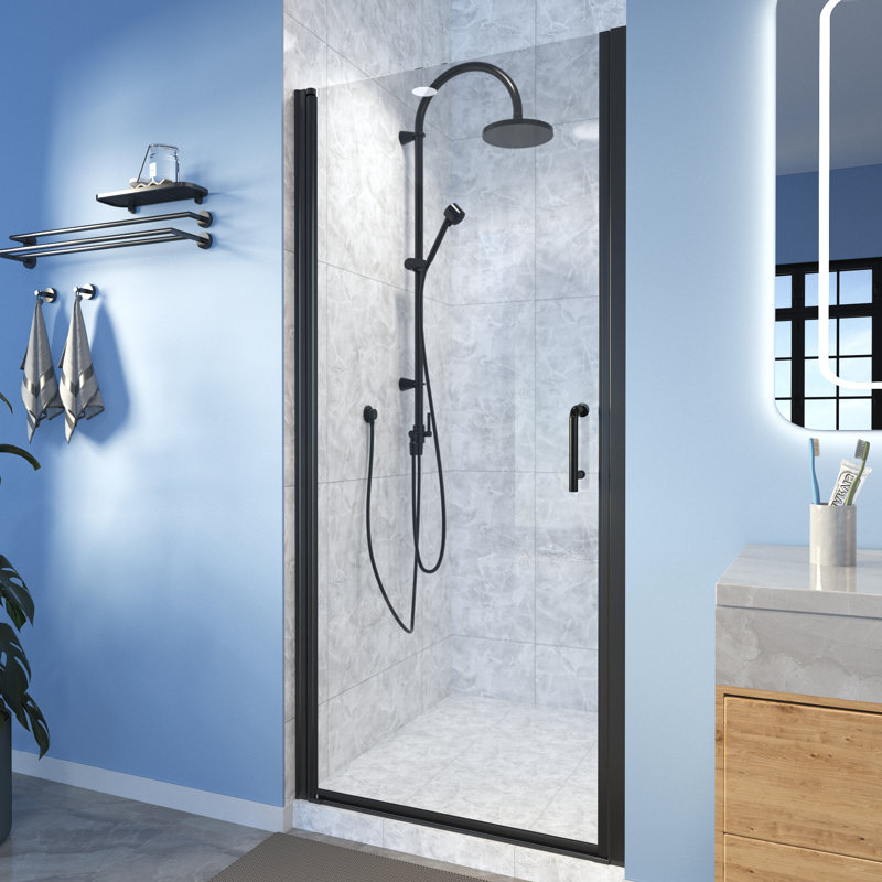ExBrite 34" W x 72" H Pivot Frameless Shower Door | Wayfair